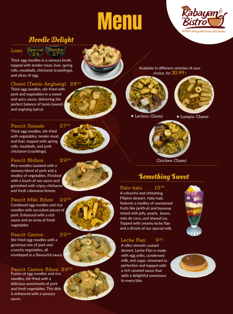 Menu - Kabayan Bistro
